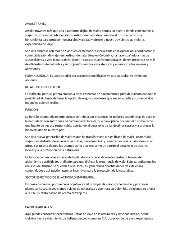 Awake Travel | PDF | Turismo | Economias