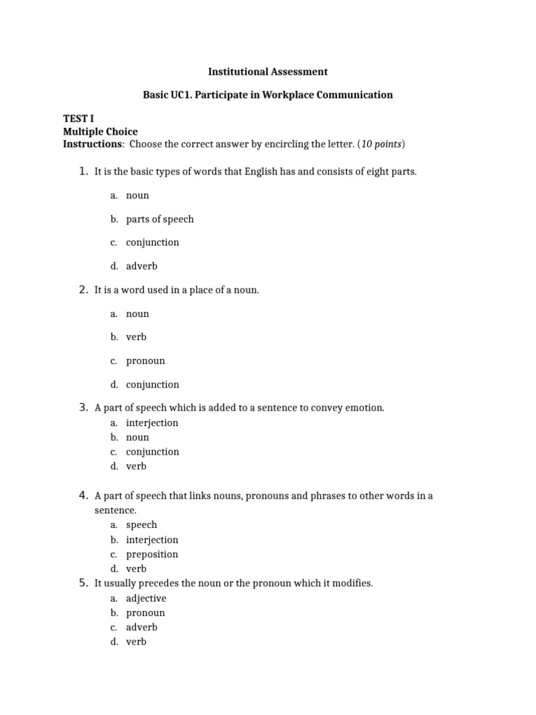 Institutional Assessment Basic UC1. | PDF