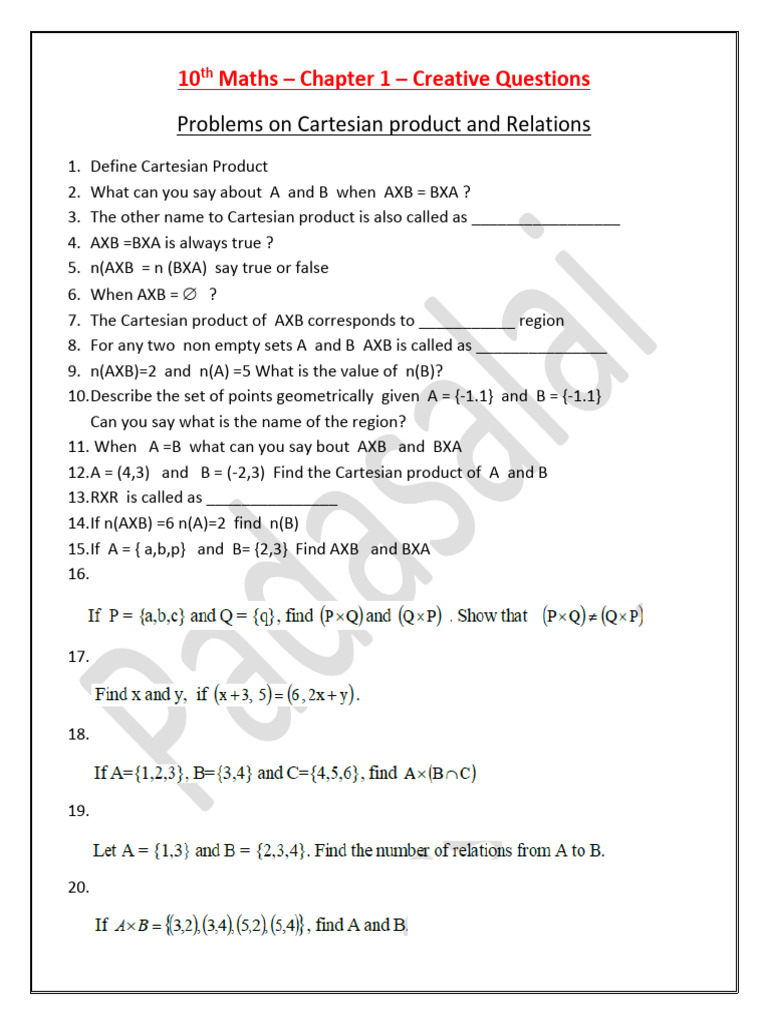 Creative Maths Questions for Class 10 | PDF