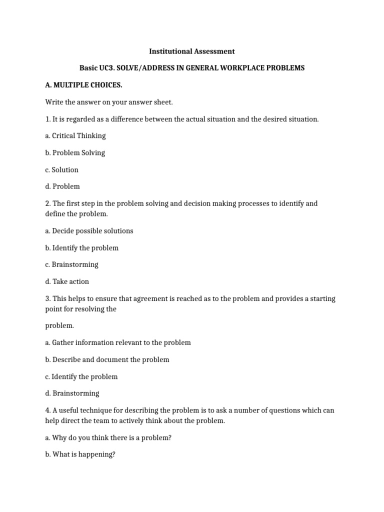 Institutional Assessment Basic UC3. | PDF