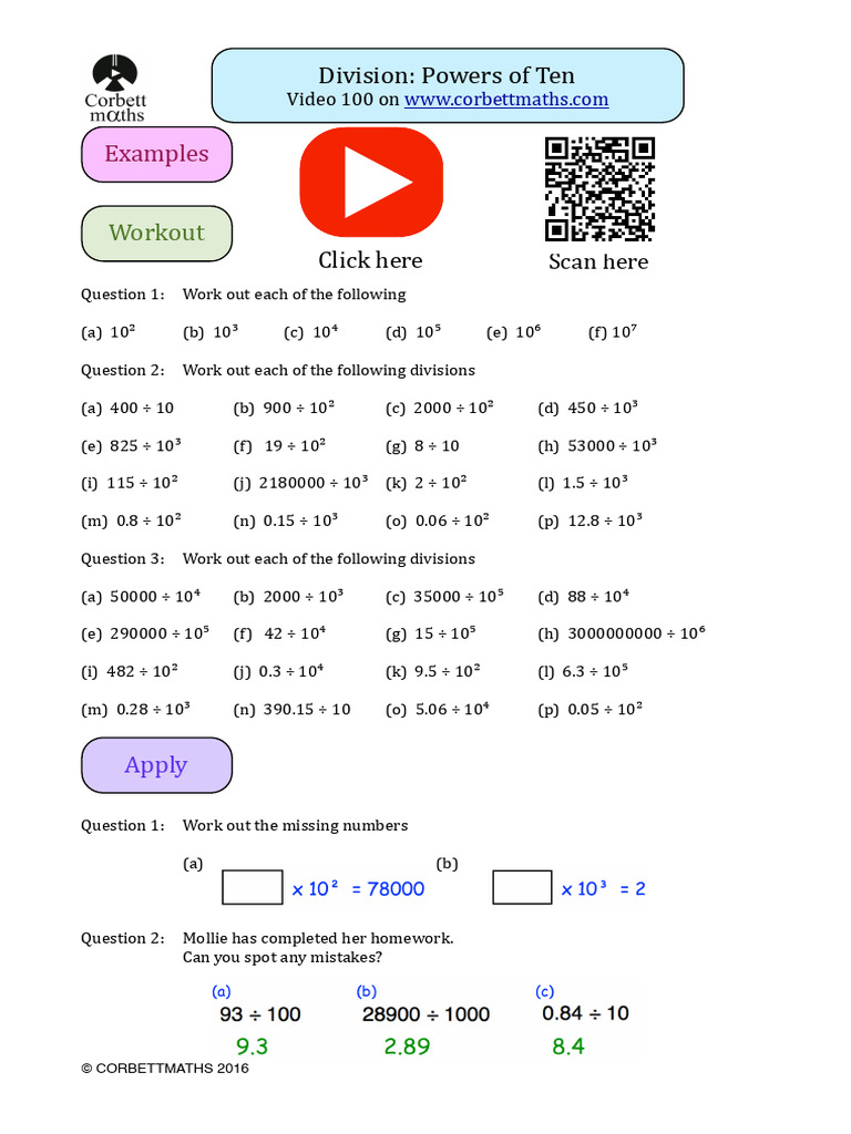 Dividing by Powers of Ten | PDF
