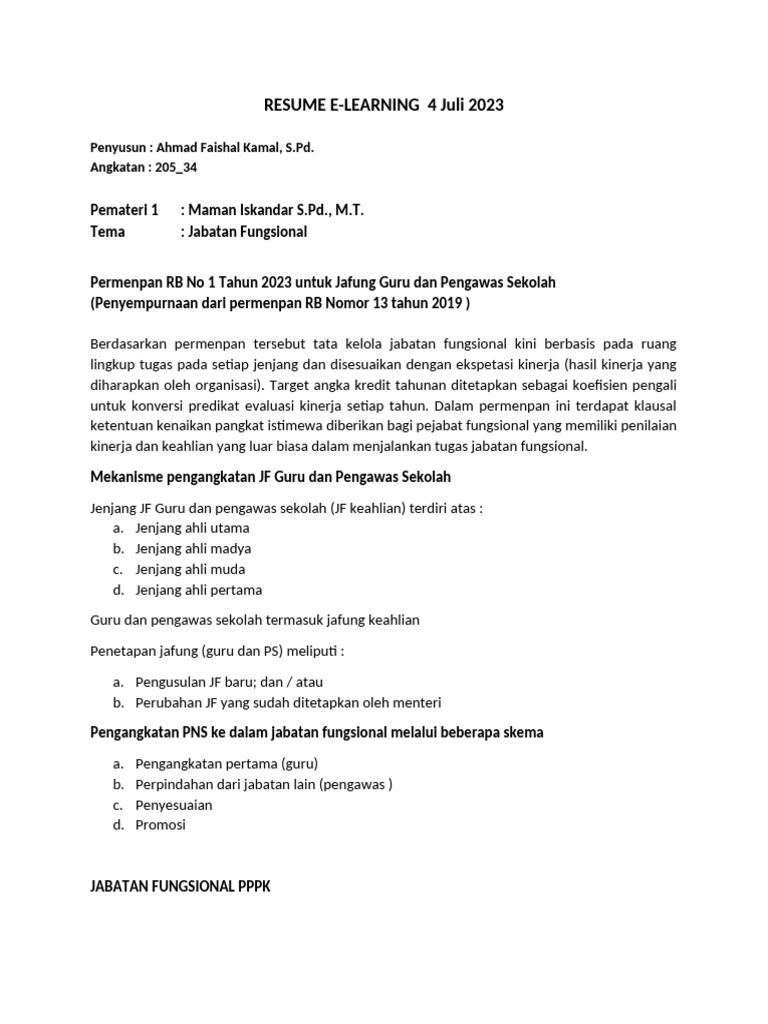 RESUME E-LEARNING 4 Juli 2023 | PDF