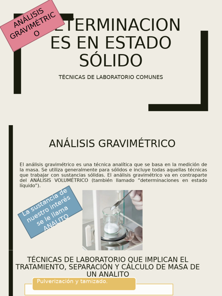 Técnicas de Análisis Gravimétrico en Sólidos | PDF | Filtración | Punto ...