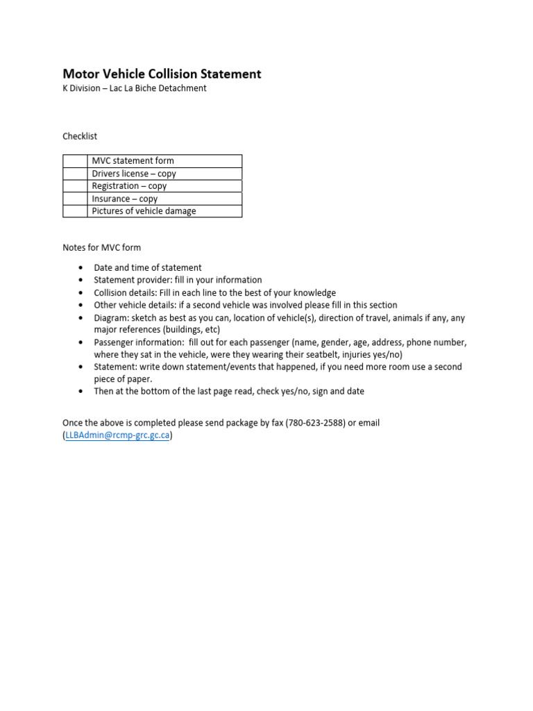 MVC Statement Checklist | PDF