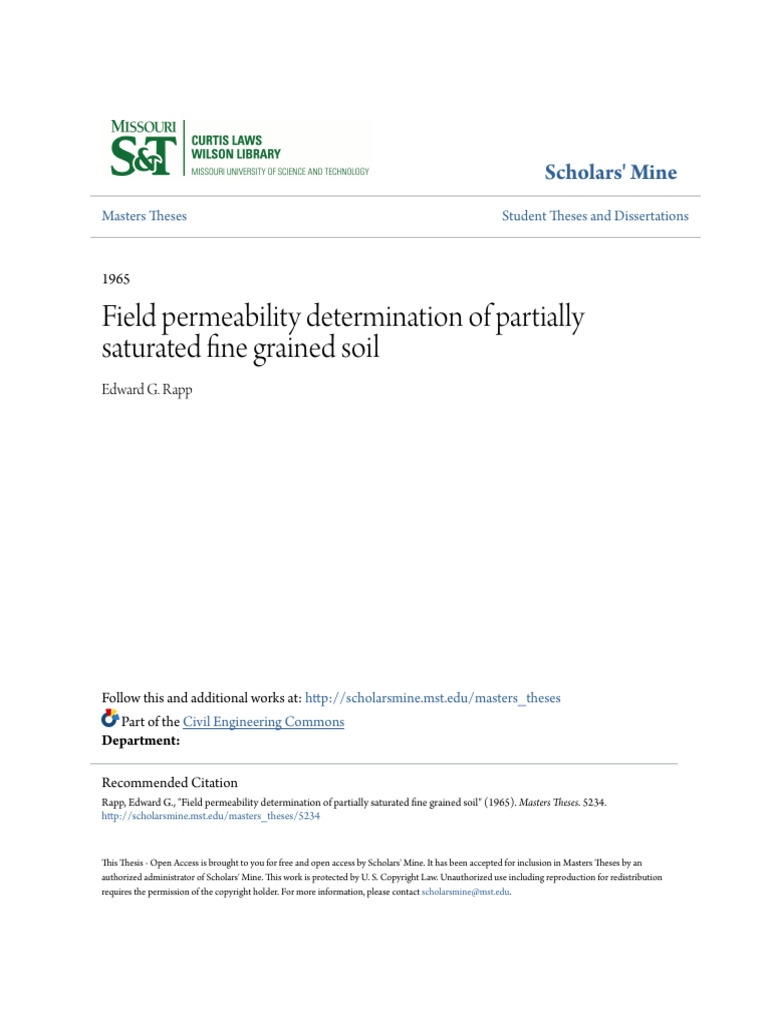 Field Permeability Determination of Partially Saturated Fine Grai | PDF ...