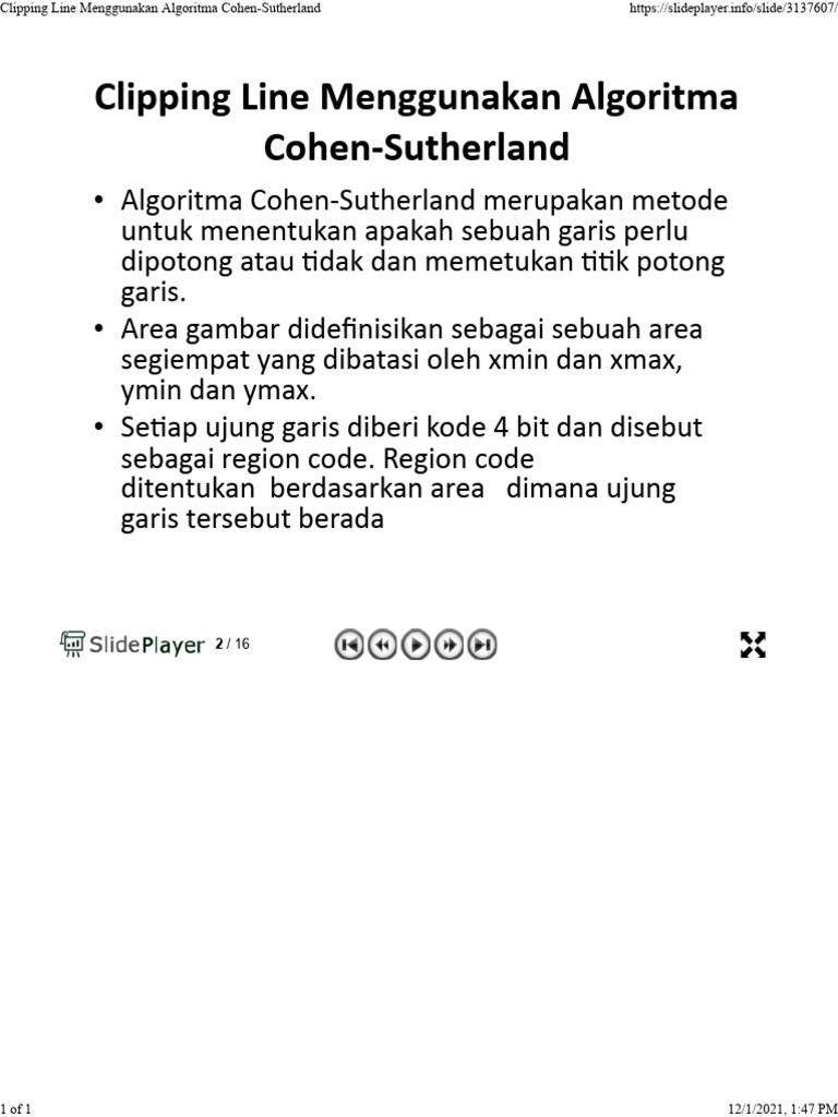 Clipping Line Menggunakan Algoritma Cohen-Sutherland - PPT Download | PDF