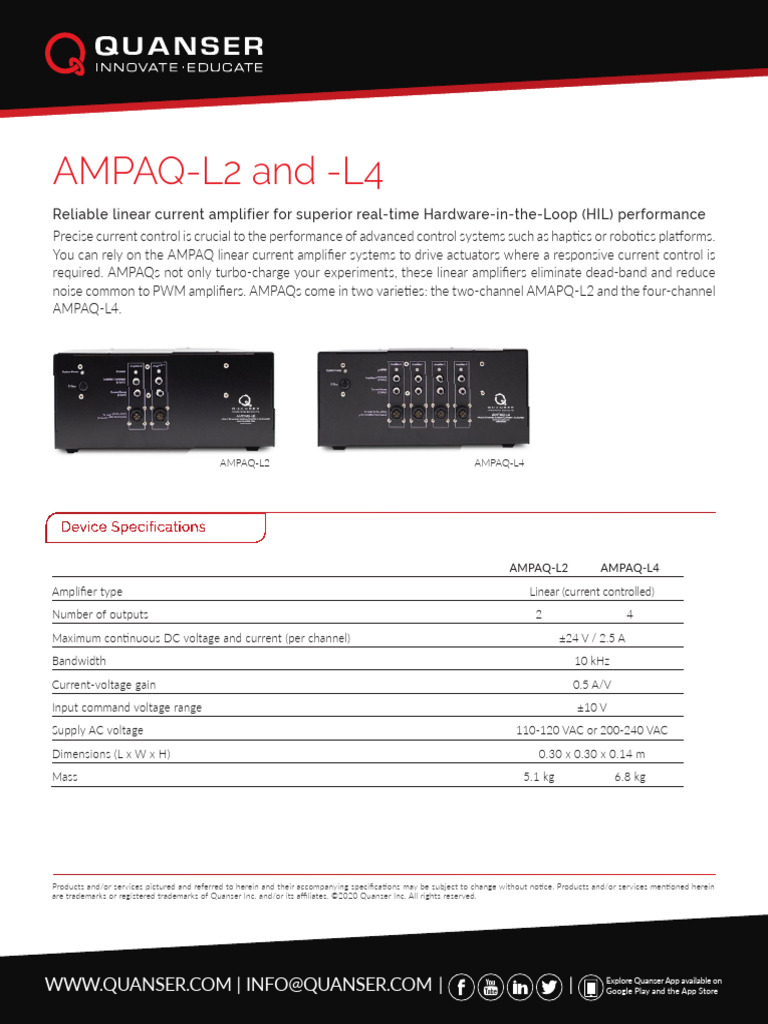 AMPAQ-L2 and L4 Data Sheet | PDF | Amplifier | Analog Circuits