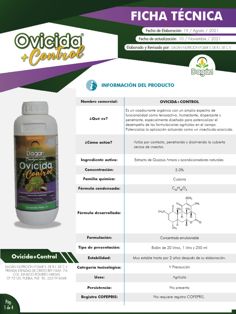Hoja Tecnica Ovicida-Control | PDF | Agua | Pesticida