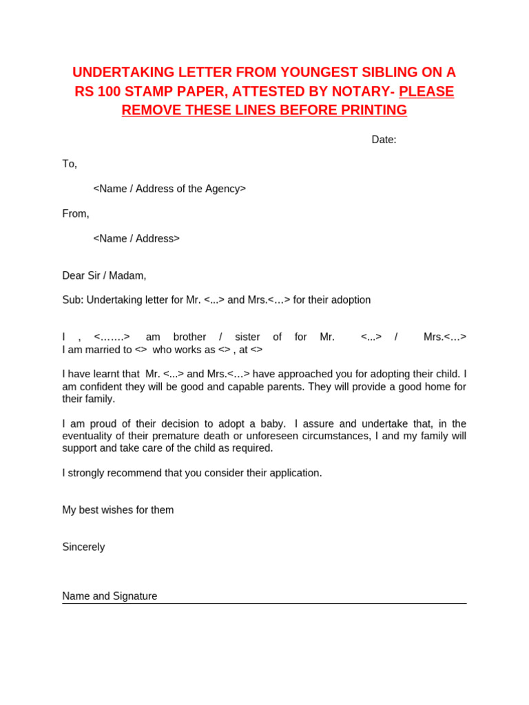 Undertaking Letter Template | PDF