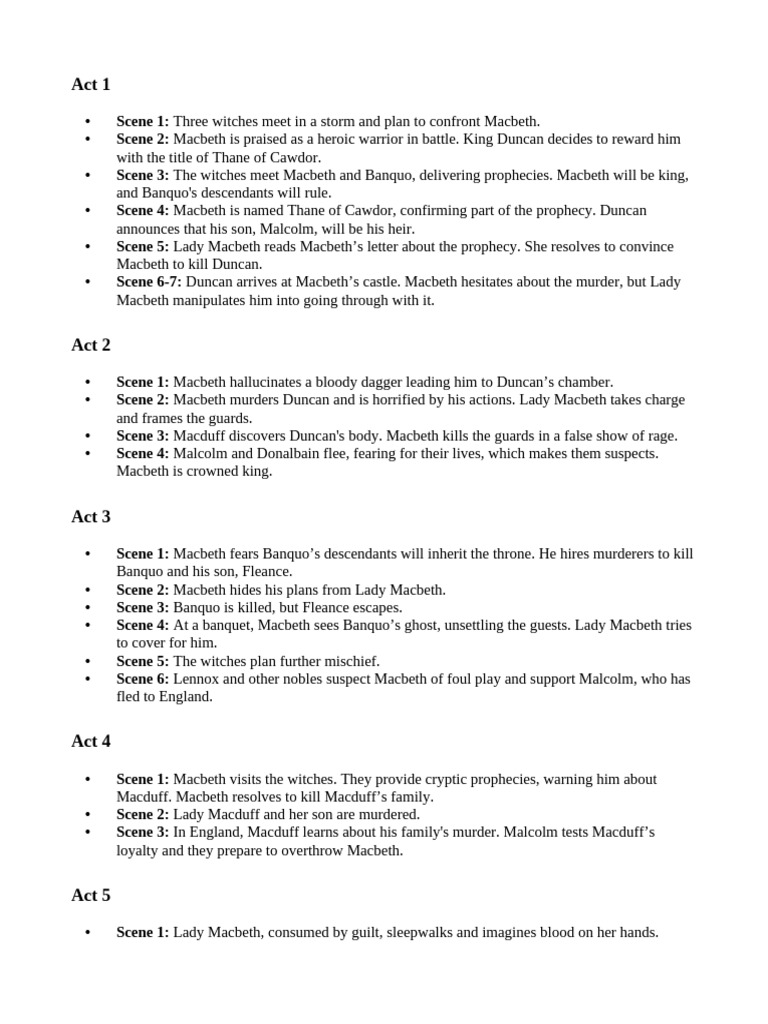 Summary of Macbeth by Chapter | PDF | Macbeth | Shakespearean Characters