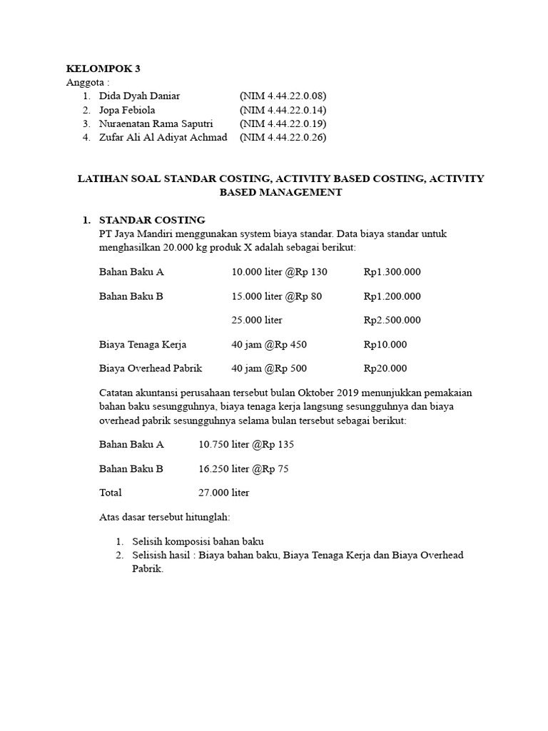 Contoh Soal ABM dan ABC | PDF
