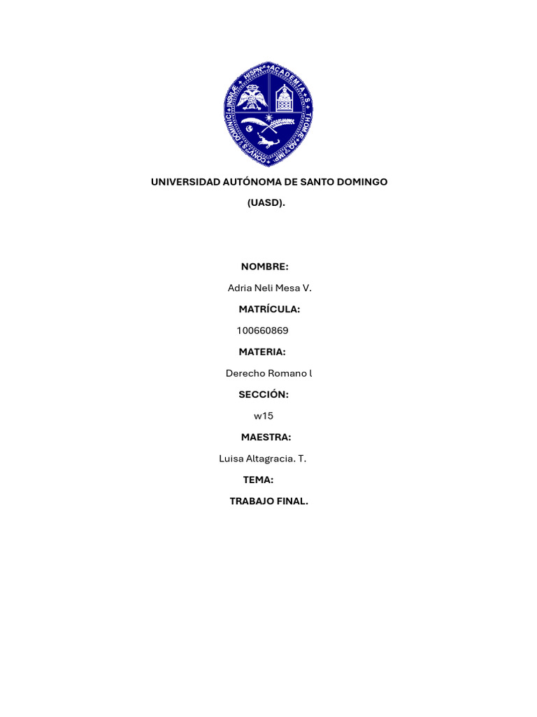 Principios del Derecho Romano en UASD | PDF | Propiedad | Subrogación