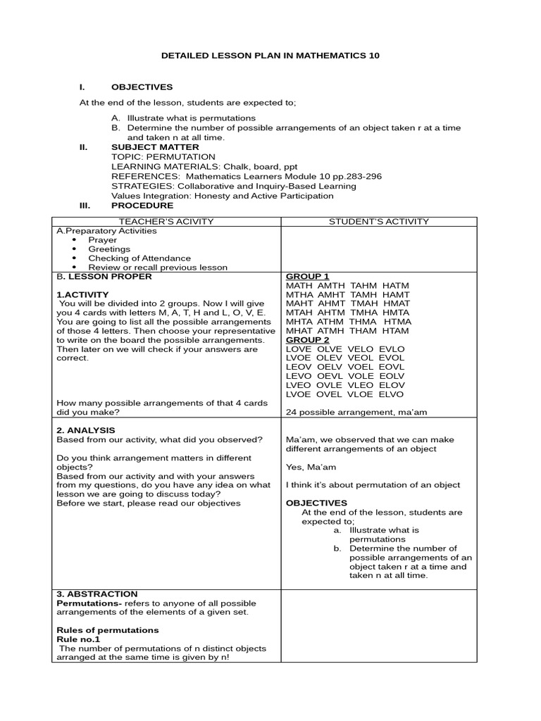 PERMUTATIONS-INTRO (AutoRecovered) (AutoRecovered) | PDF | Permutation | Learning