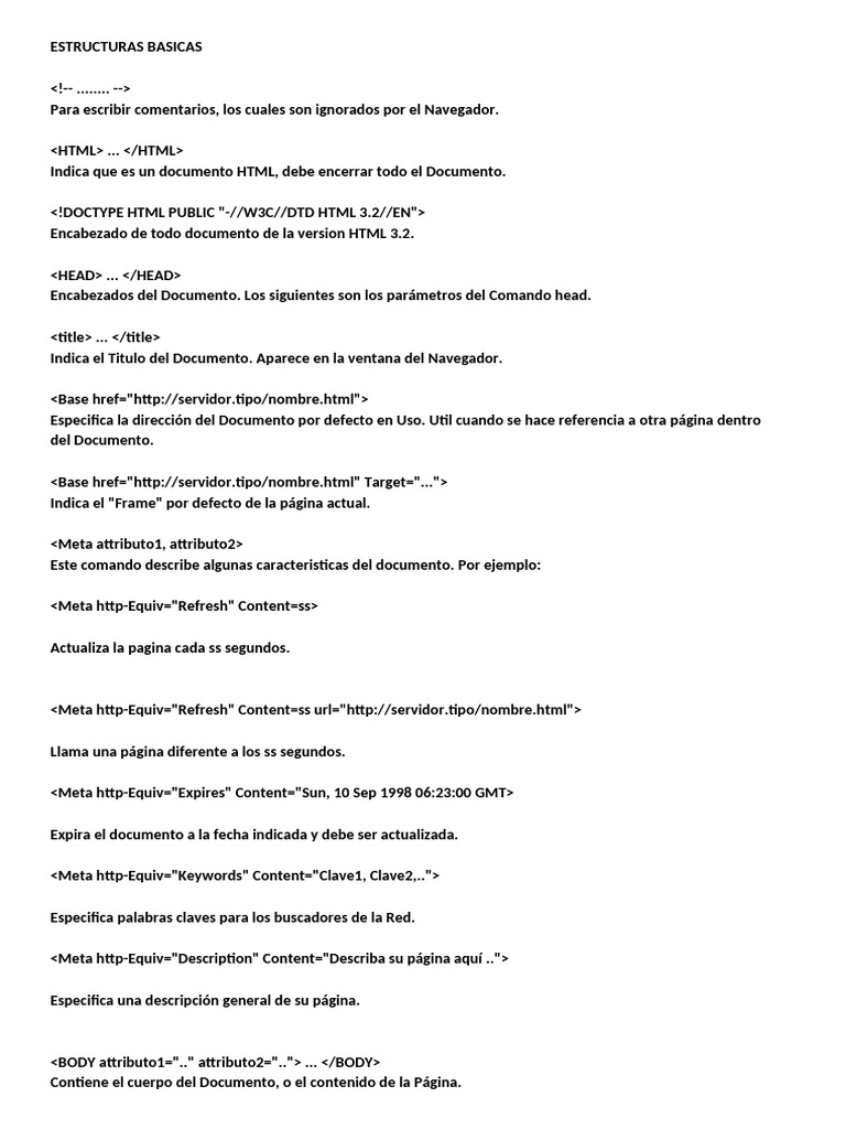 Estructuras Básicas de HTML y Atributos | PDF | Color | HTML