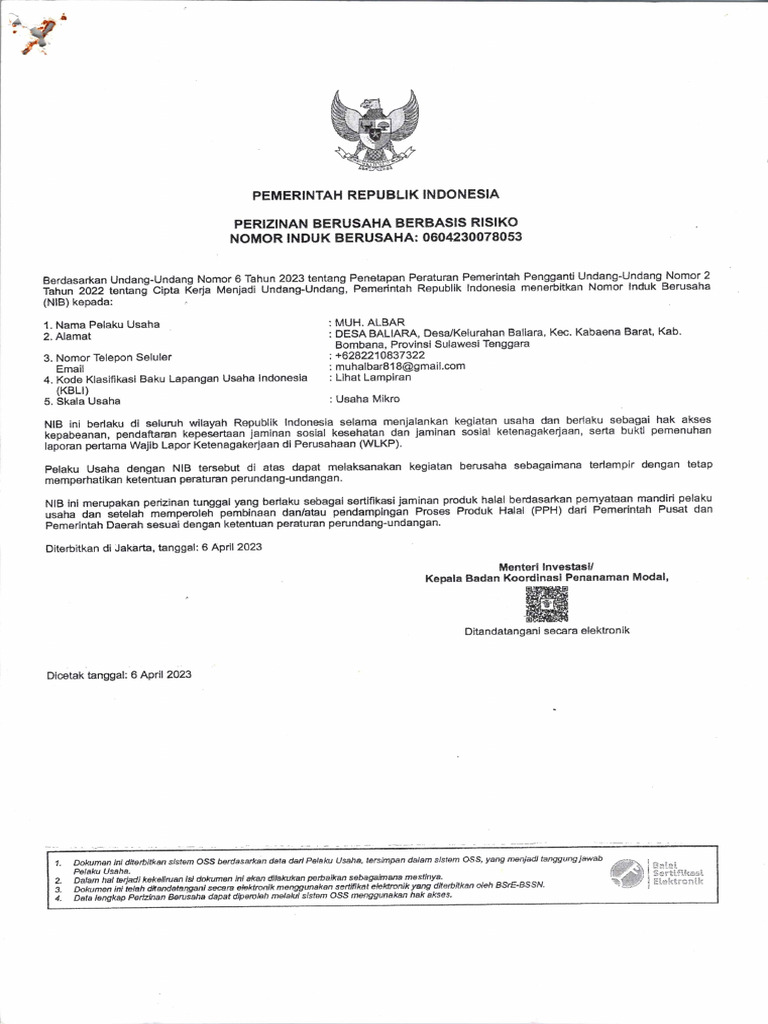 Surat Izin Jual Beli Muh. Albar | PDF