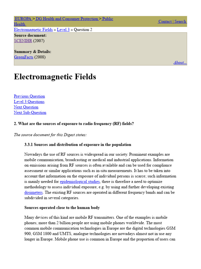 What Are The Sources of Exposure To Radio Frequency (RF) Fields | PDF ...