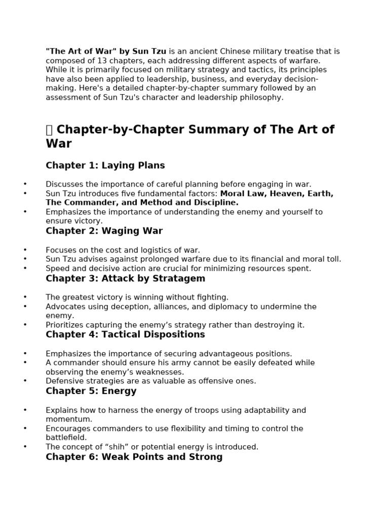 Summary of The Art of War by Sun Tzu | PDF | Military Strategy | Sun Tzu