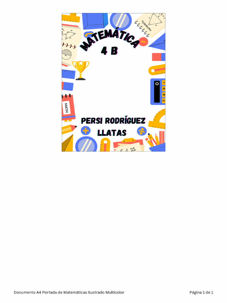 Documento A4 Portada de Matemáticas Ilustrado Multicolor - 20250319 - 212135 - 0000 | PDF
