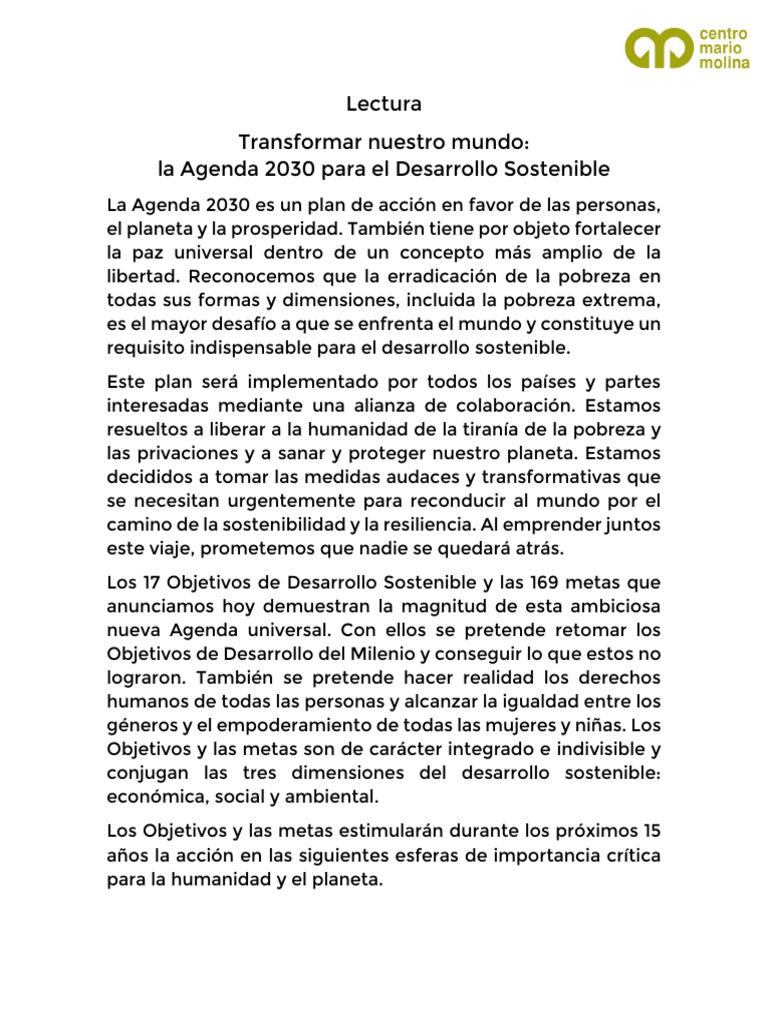 Agenda 2030: Desarrollo Sostenible Global | PDF | Sustentabilidad ...