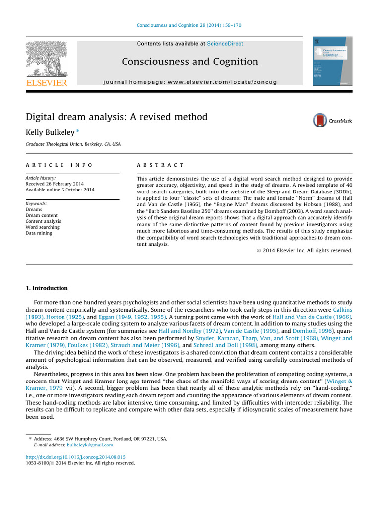 Digital Methods for Dream Analysis | PDF | Dream | Emotions