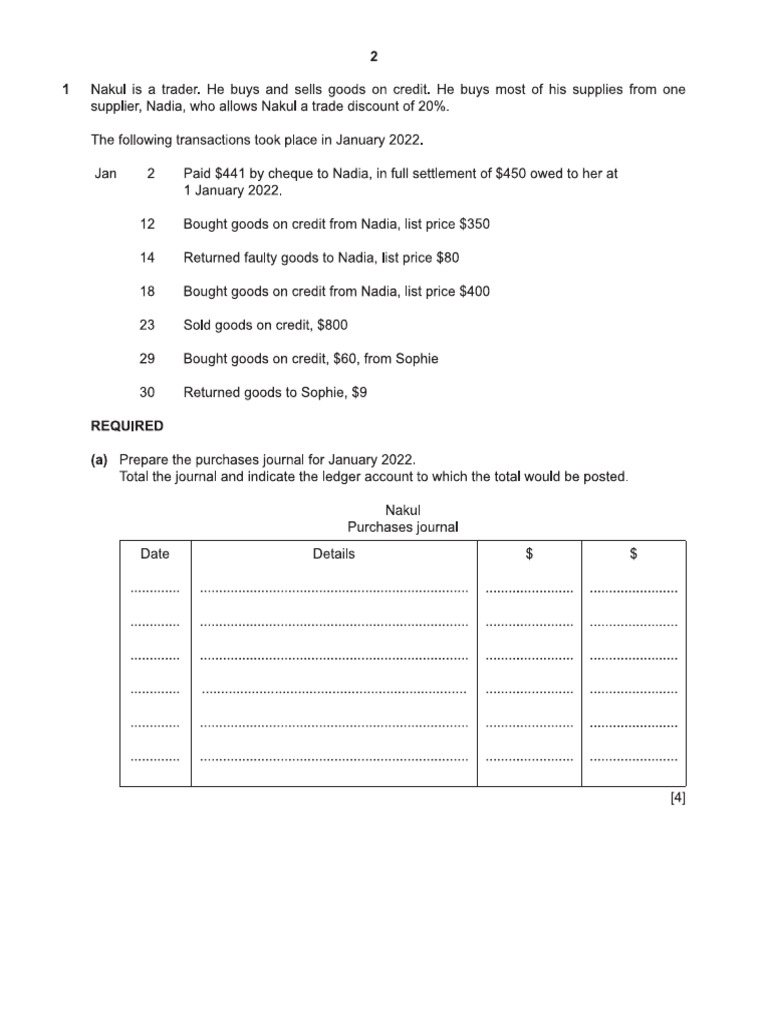 Purchase Sales and Return Joirnal - Practice Worksheet 1 | PDF