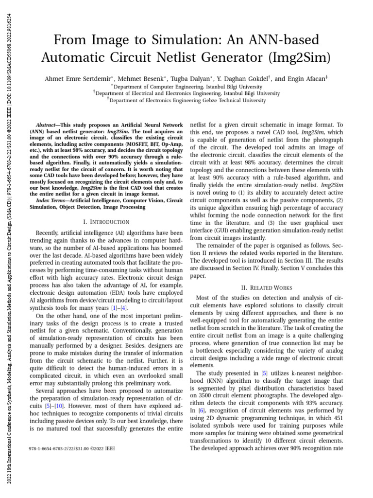 From Image To Simulation An ANN-based Automatic Circuit Netlist Generator Img2Sim | PDF ...