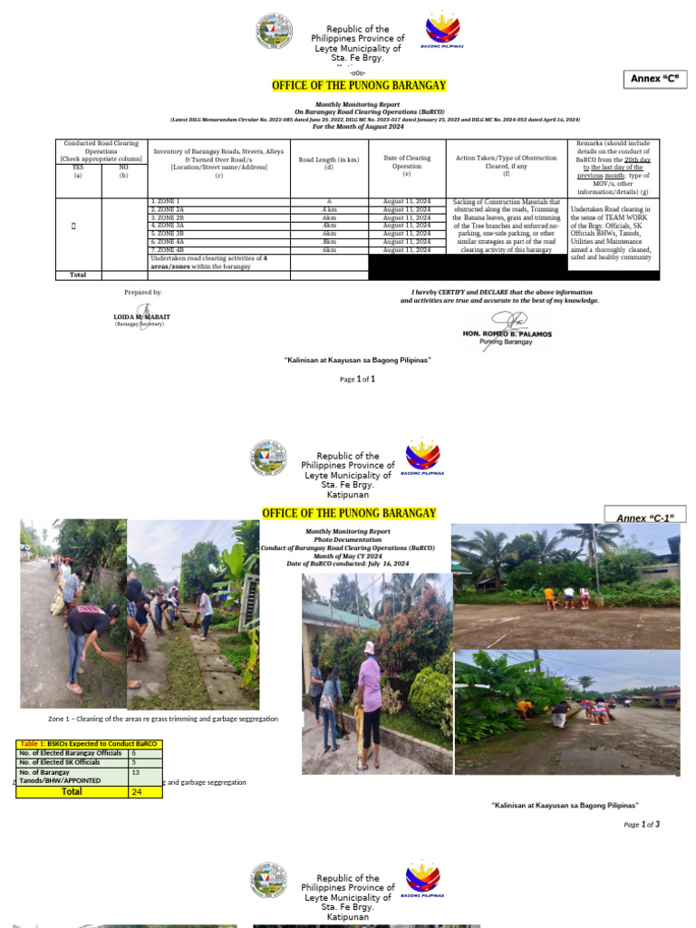 Barangay Katipunan - Barangay-BaRCO-Monthly-Monitoring-Report - For The ...