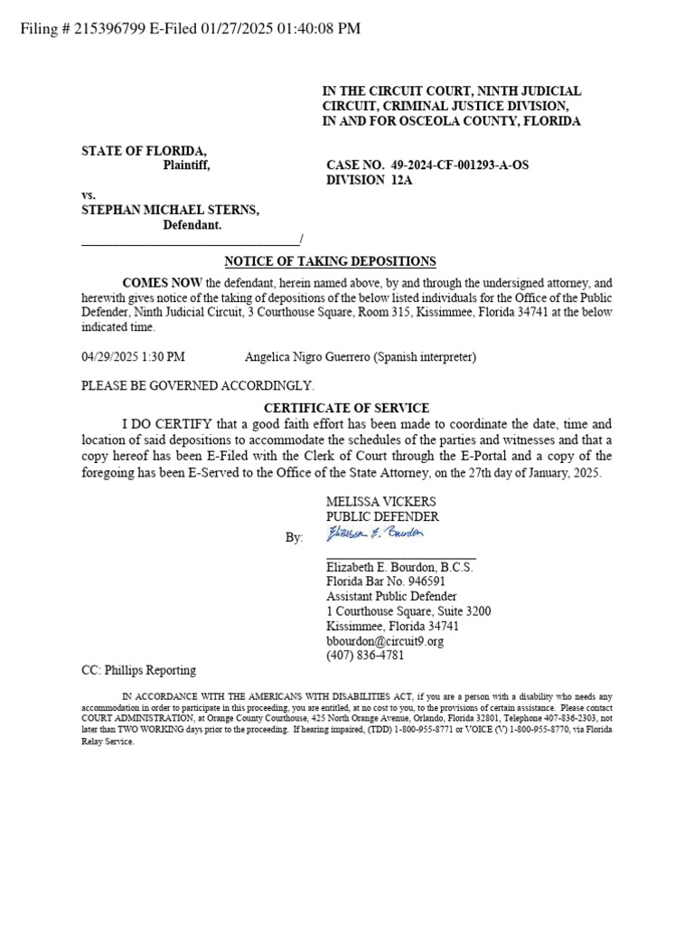 2025.01.27 134009 - Notice of Taking Depositions | PDF | Deposition ...