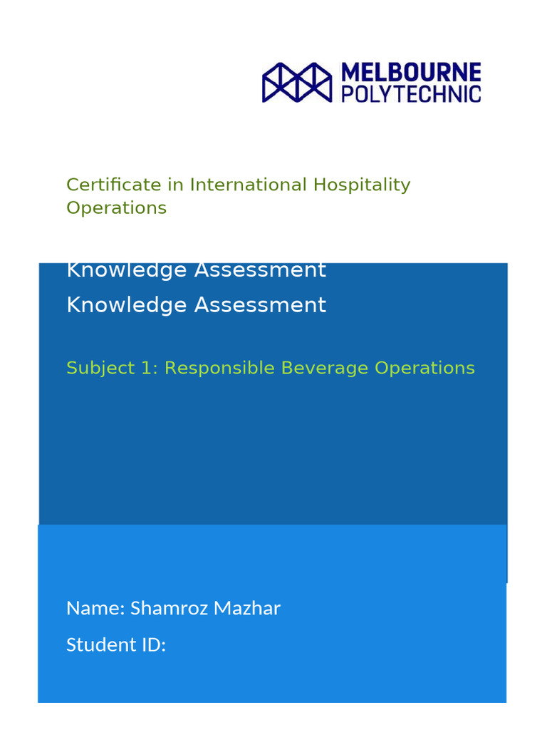 Assessment Task 1, RBO (2) Comp | PDF | Martini (Cocktail) | Waste