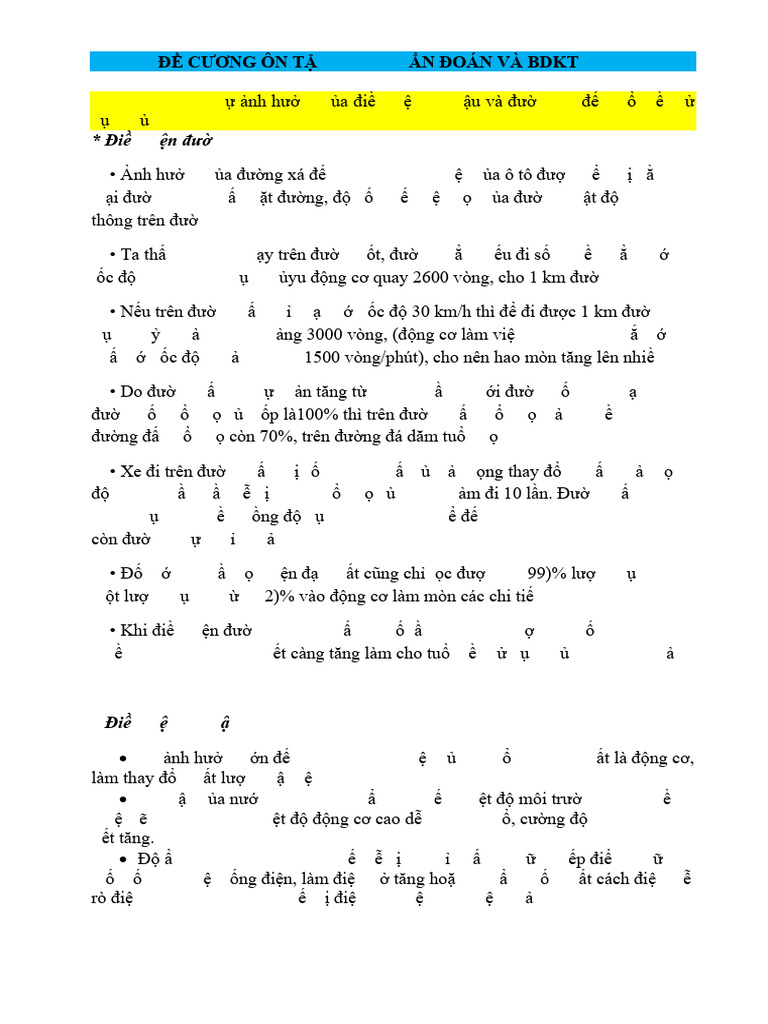 Đề Cương Ôn Tập CD BDKT Ô Tô | PDF