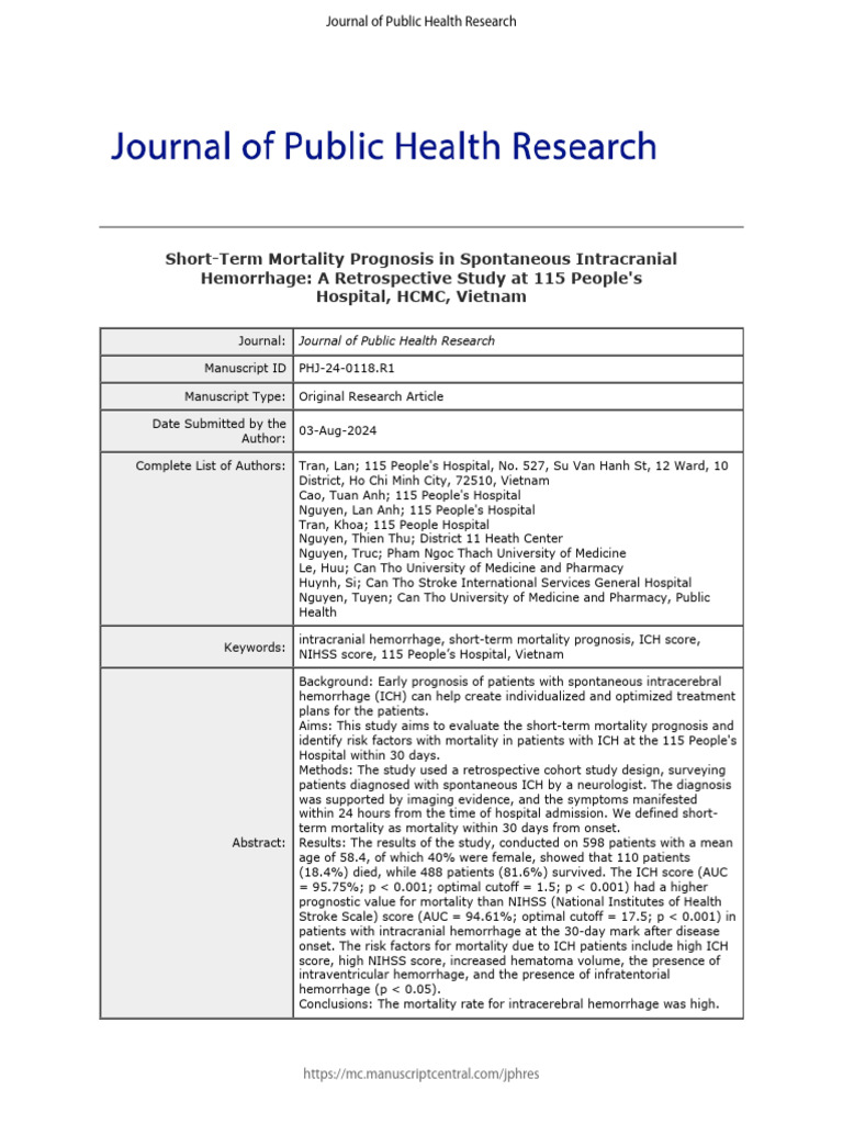 PHJ 24 0118.R1 Proof Hi 1 | PDF | Receiver Operating Characteristic | Clinical Medicine