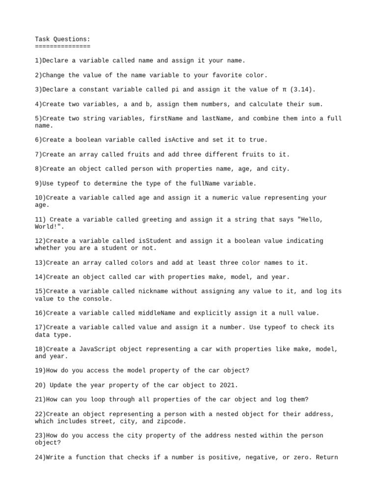JAVASCRIPT TASK 2 | PDF | Function (Mathematics) | String (Computer Science)