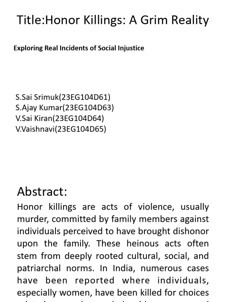 Honor Killings Presentation Final | PDF | Violence