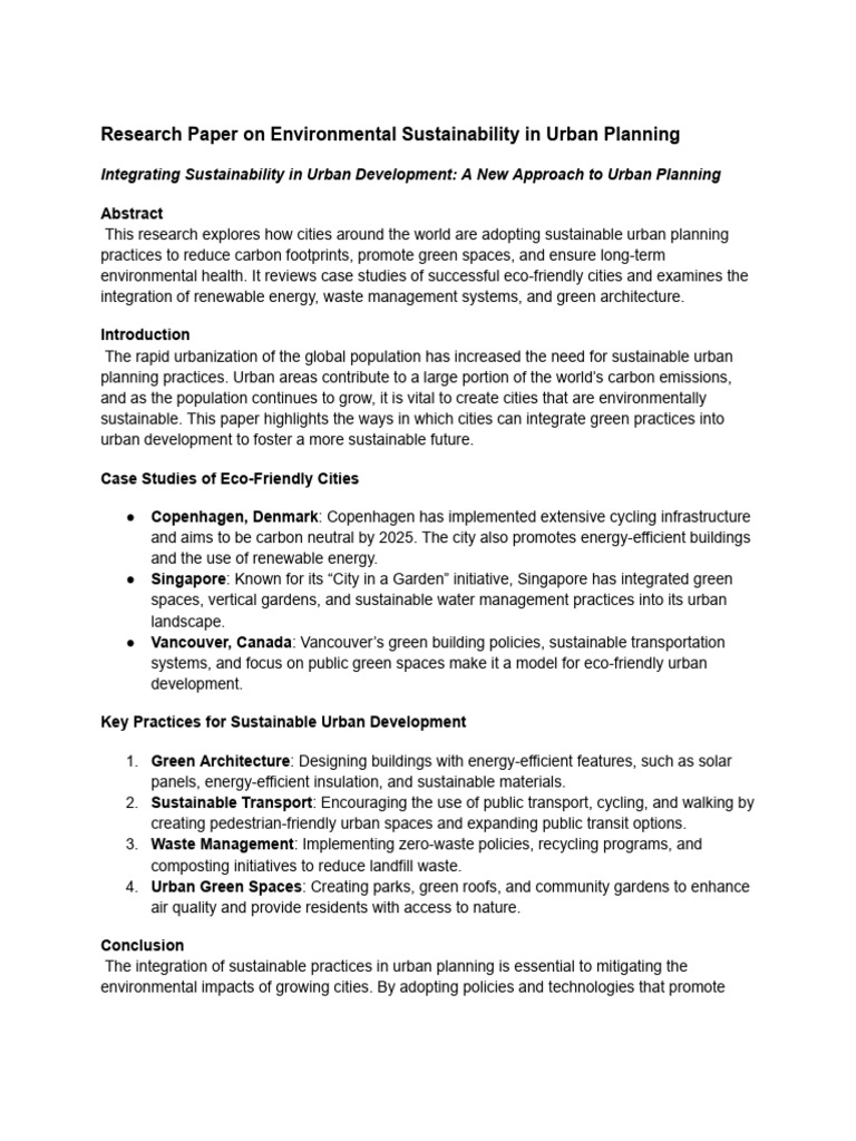 Environmental Sustainability in Urban Planning | PDF | Green Building ...