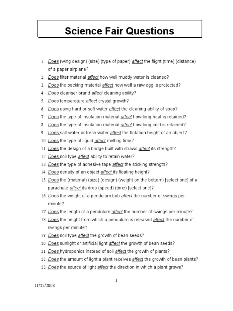 Science Fair Questions | PDF | Soft Drink | Soil