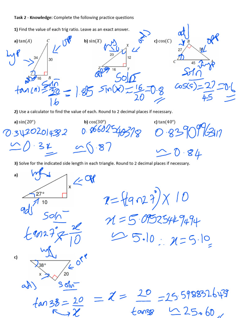 Trigonometry Practice Questions and Solutions | PDF