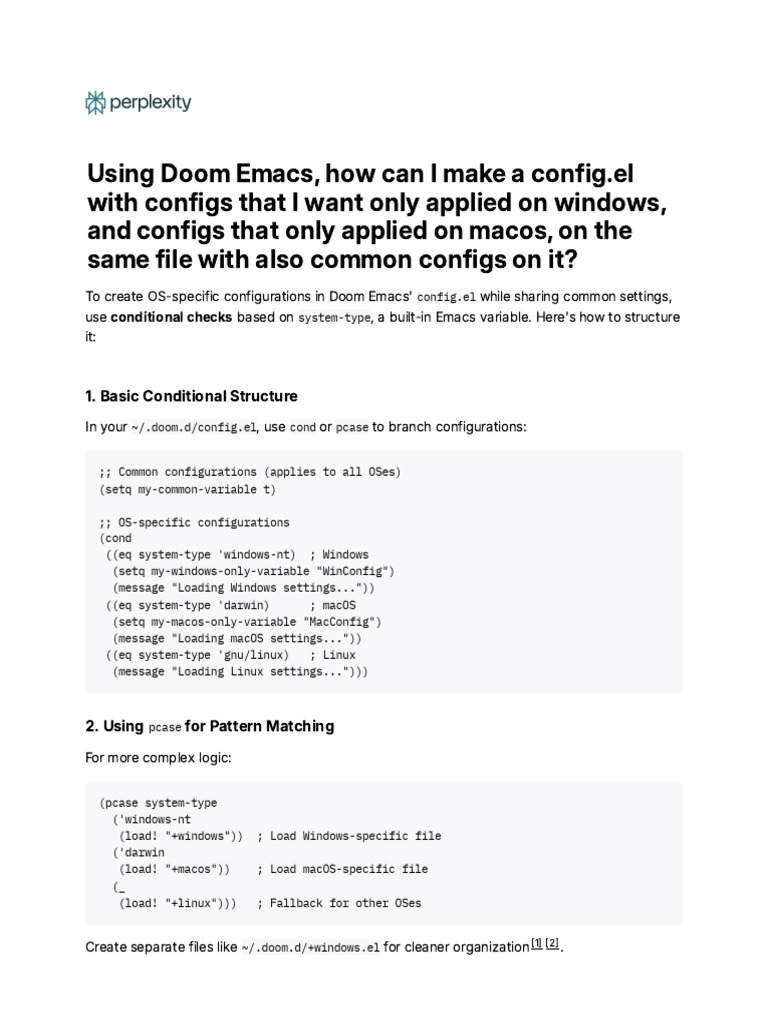 Using Doom Emacs, how can I make a config.el with | PDF | Computer Programming | Operating ...