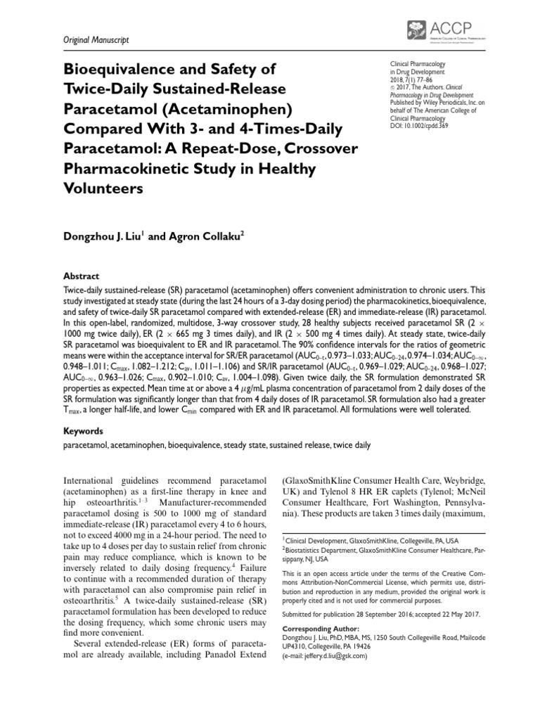 Clinical Pharm in Drug Dev - 2017 - Liu - Bioequivalence and Safety of ...