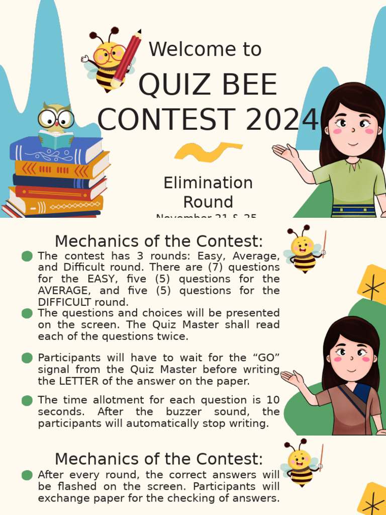 Quiz Bee Contest 2024 Details | PDF | Poetry | Writing