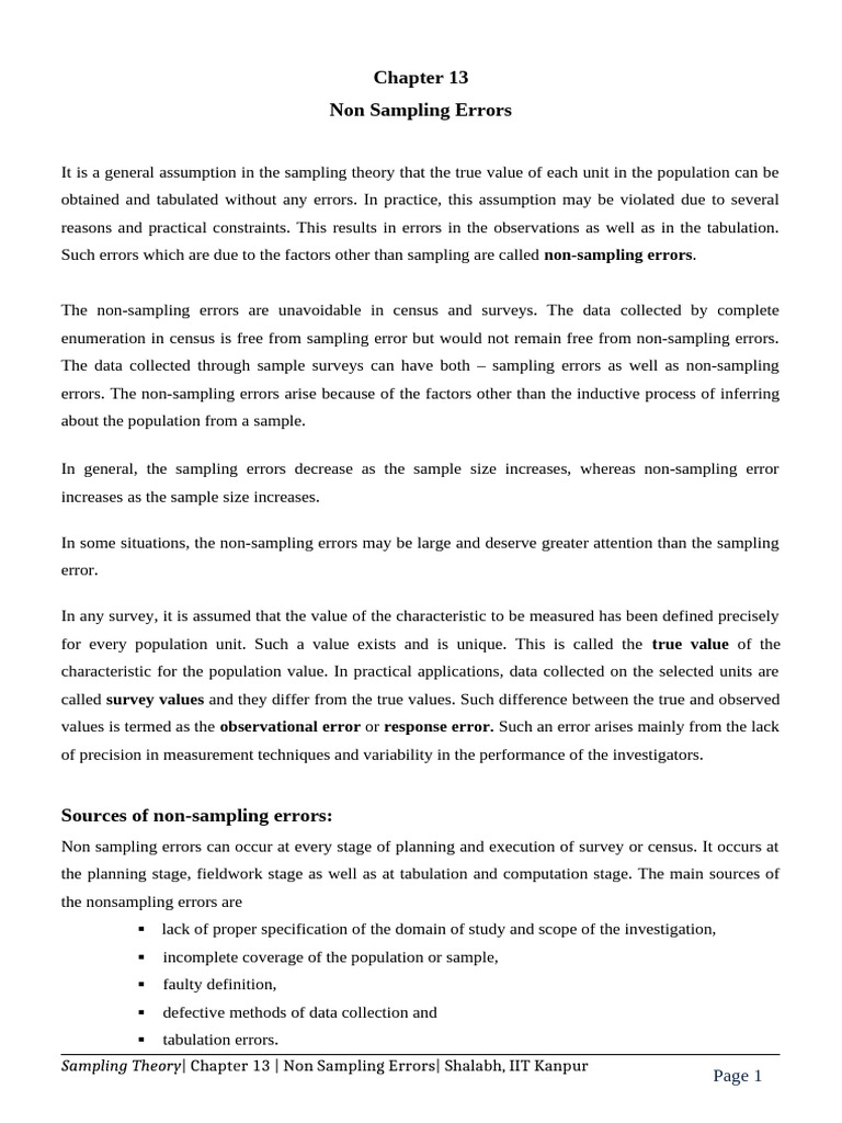 chapter13-non-sampling-errors | PDF | Bias Of An Estimator | Estimator