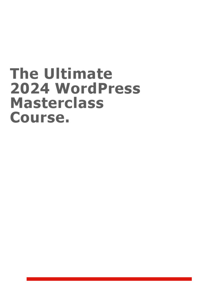 2024 WordPress Masterclass Online Course | PDF | Word Press | Php