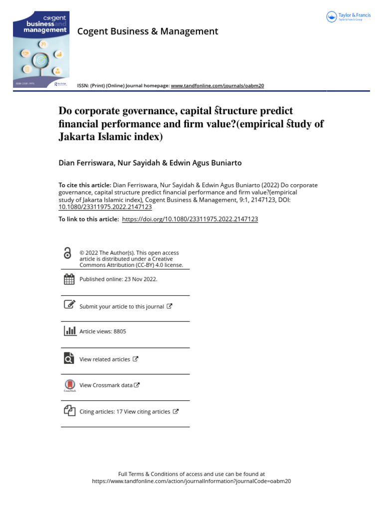 Do Corporate Governance Capital Structure Predict Financial Performance and Firm Value Empirical ...