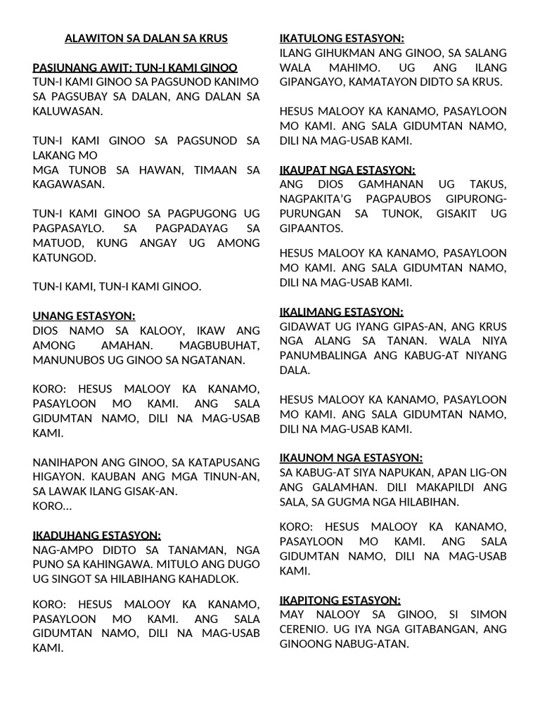 Alawiton Sa Dalan Sa Krus | PDF