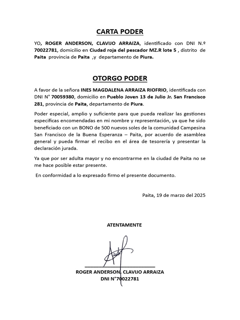 Carta Poder | PDF