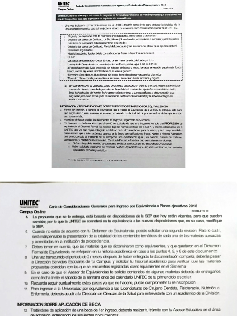 Carta de Consideraciones Generales | PDF