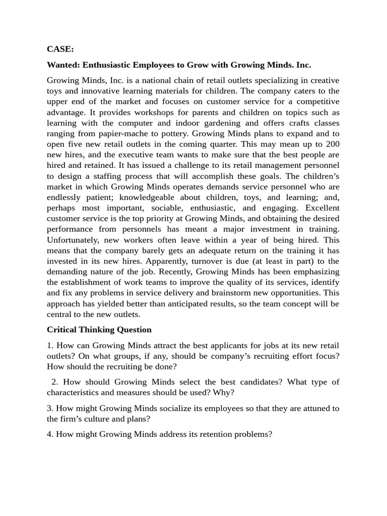 Hiring Strategies for Growing Minds, Inc. | PDF
