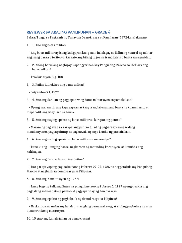 Reviewer Grade6 AP | PDF