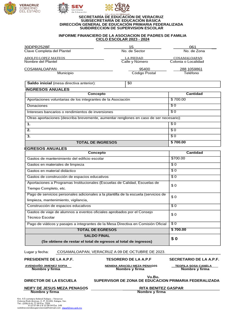 Apf Informe Financiero 2022-2023 - 30DPR5433M | PDF