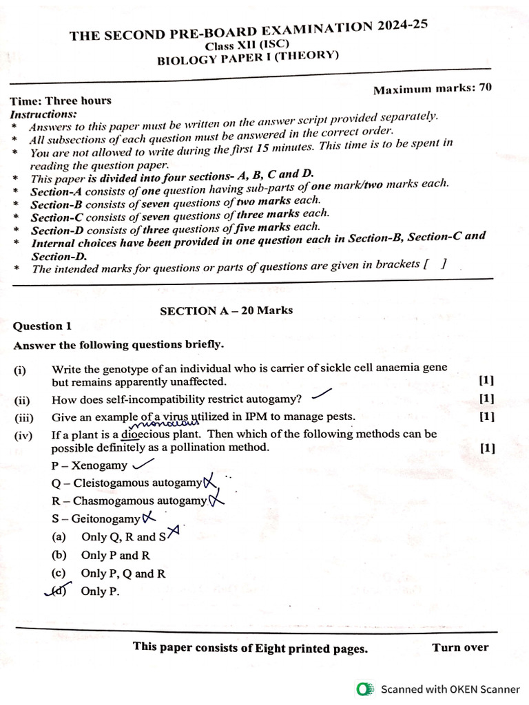 Biology Preboards - Cms - Lucnow | PDF