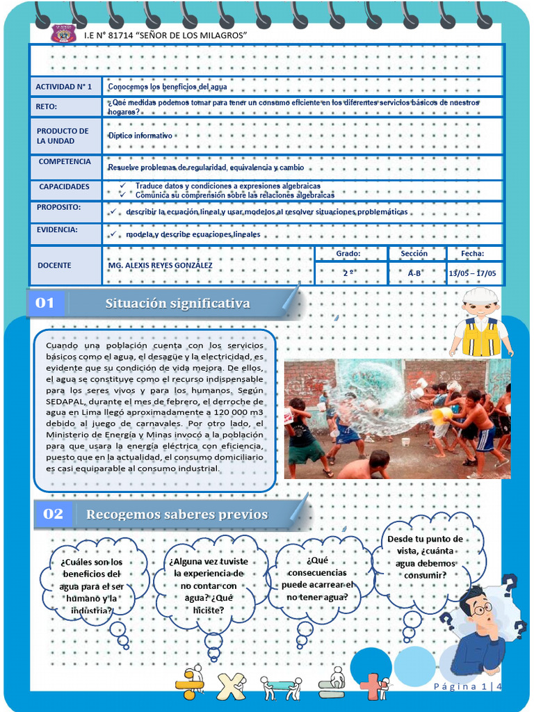 Act 1 Mat 2° Sem 1 Unid 03 | PDF | Ecuaciones | Agua